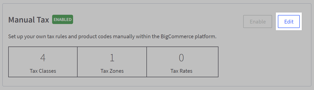 Manual Tax Setup